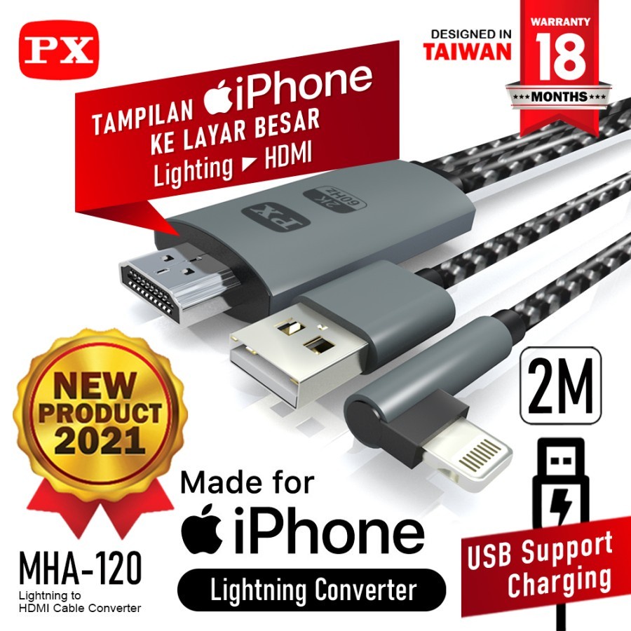 Jual KABEL MHL LIGHTNING CONVERTER IPAD IPHONE TO HDMI [PX MHA-120 ...