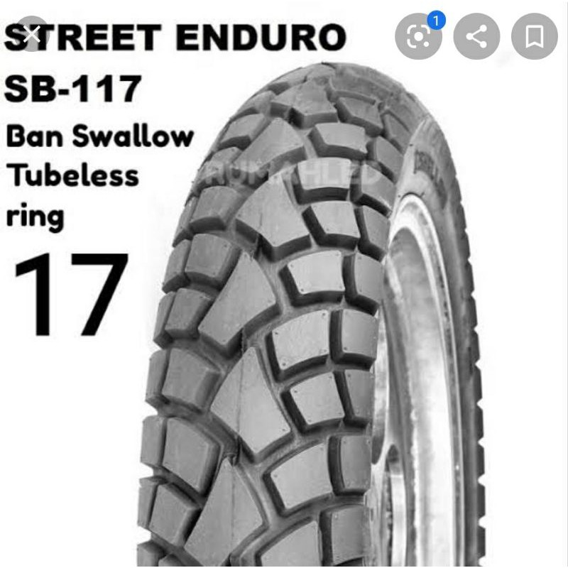 Jual Ban luar swallow sb117 ring 17 street enduro tubeless dual purpose ...