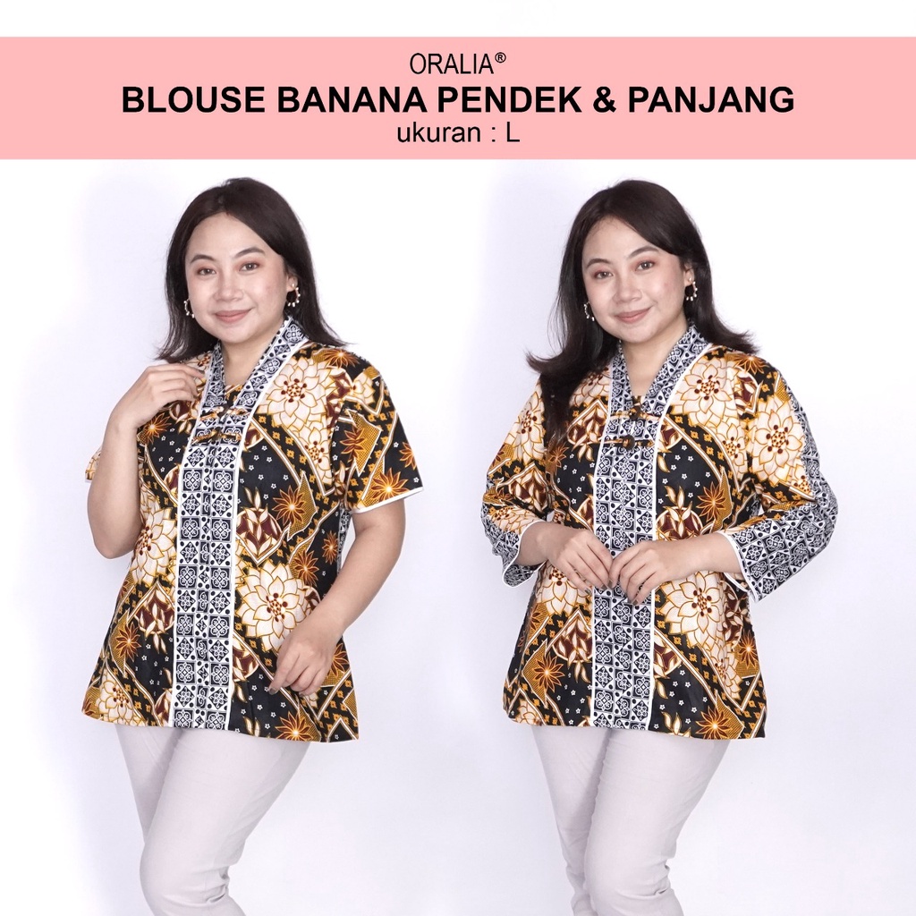 Jual Blouse Big Size Batik Wanita Atasan Batik Lengkap S M L Xl 2l 3l