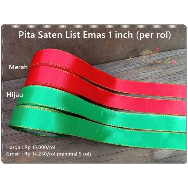 Jual PSP-810 : Pita Saten List Emas 1 inch (per rol) | Shopee Indonesia