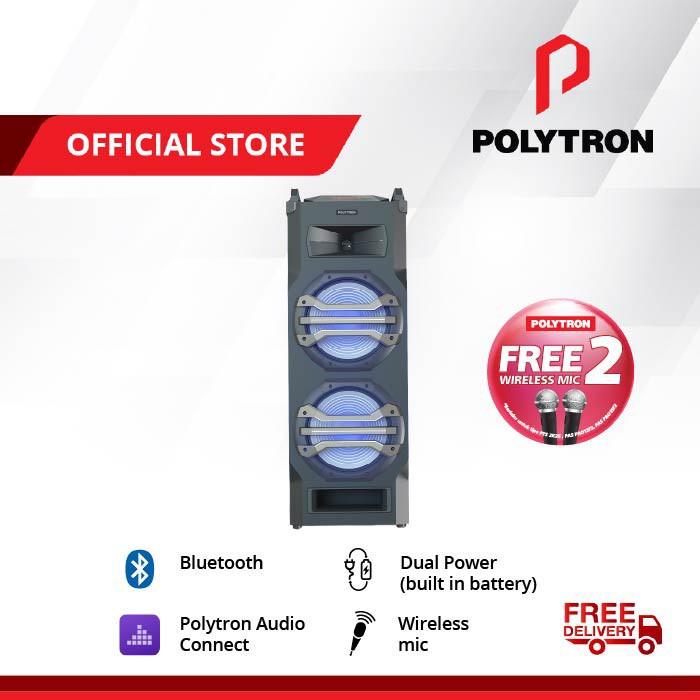 Jual POLYTRON TROLLEY SPEAKER PTS 12KF25 FREE 2 MIC WIRELESS | Shopee ...