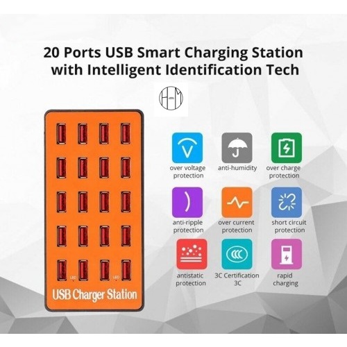 Jual Charger Multi Port A5 SMART Charging Station Dock Universal 80W 20 ...