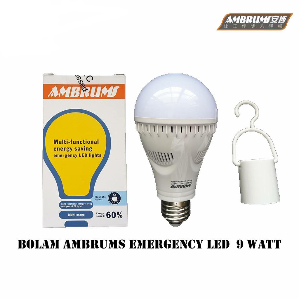 Jual BOLAM AMBRUMS EMERGENCY LED 9 WATT ORIGINAL / Lampu | Shopee Indonesia