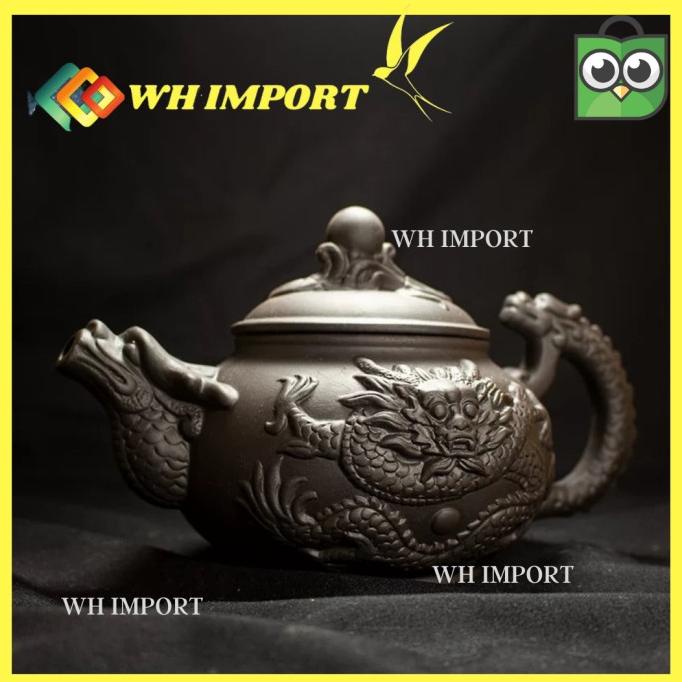 Jual Chinese Tea Pot Teko Tanah Liat 500ML Black Front Dragon Tea Pot ...