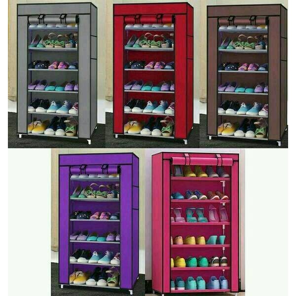 Jual Rak Sepatu Susun Rak Sendal 7 Tingkat Rangka Besi Shoe Rack Dust ...