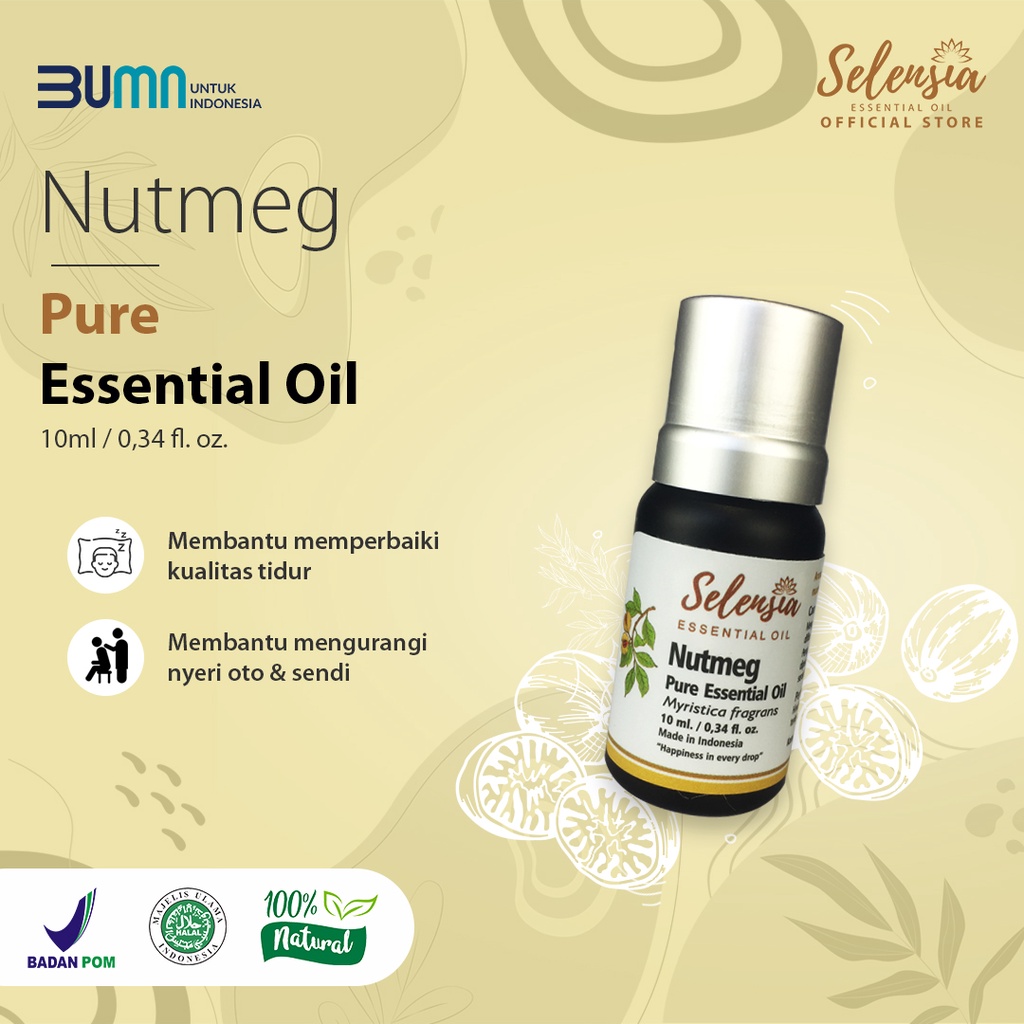 Jual Selensia Essential Oil Aromaterapi Single Oil Nutmeg 10ml | Shopee ...