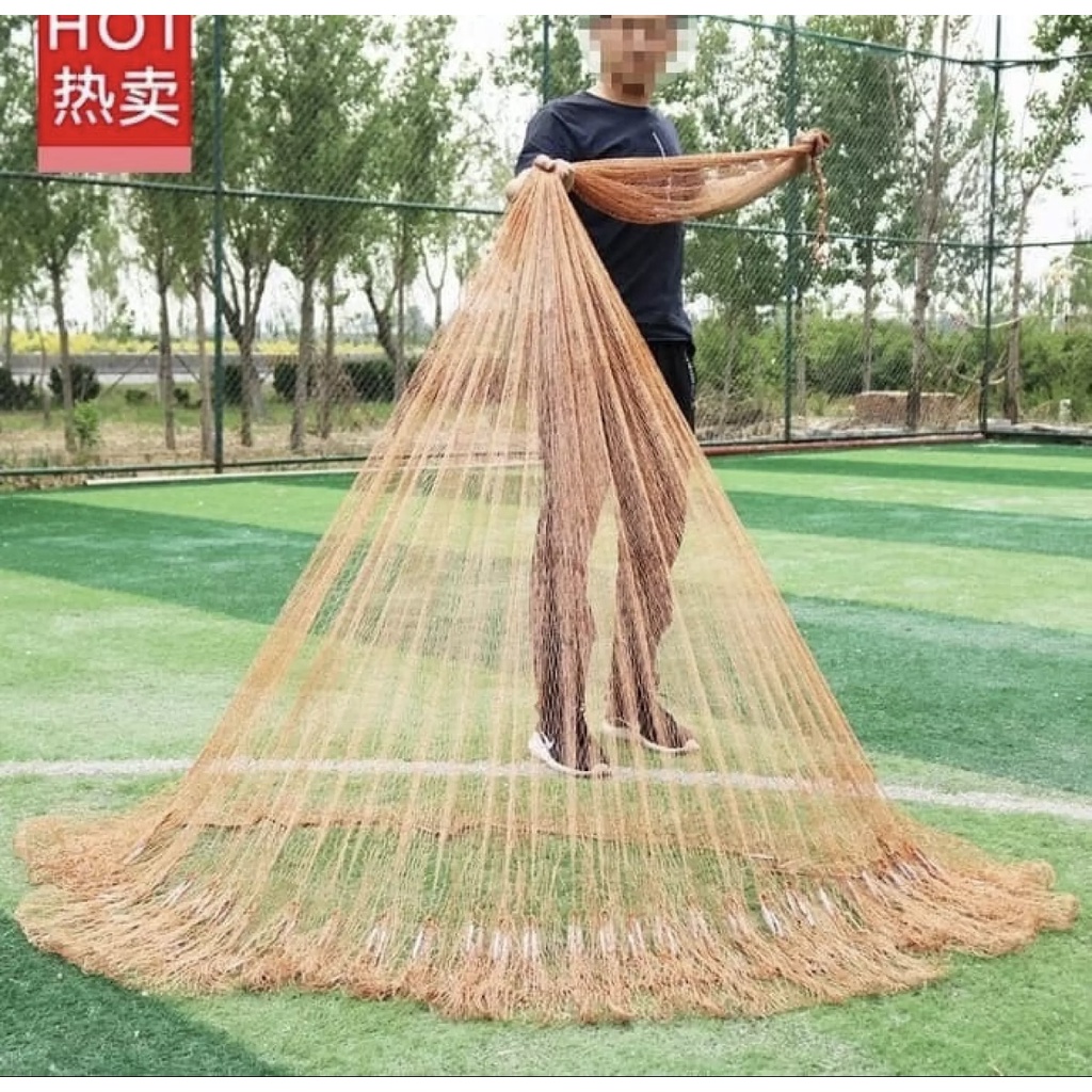 Jual JALA LEMPAR NELAYAN JARING IKAN BAHAN NYLON KAIN WARNA COKLAT ...