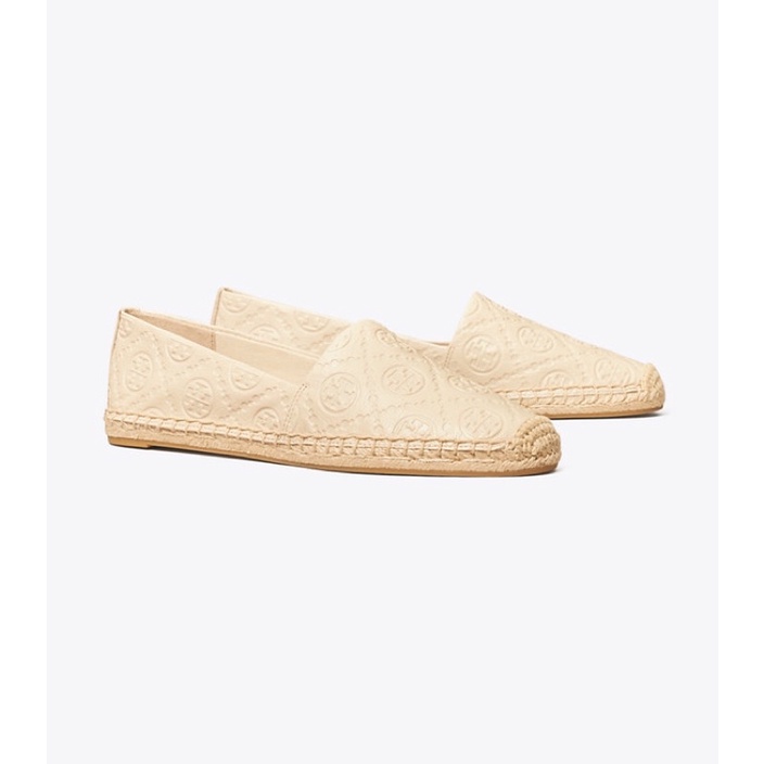 Jual Tory Burch Shoes T Monogram Espadrill Full Leather - New Cream ...