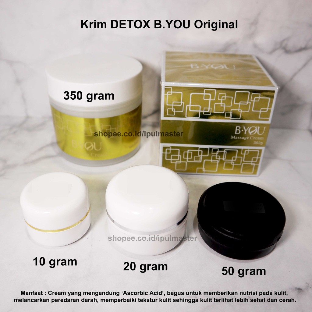 Jual CREAM DETOX B YOU ORIGINAL BPOM 10 gr - 20 gr - 50 gr krim detox b ...