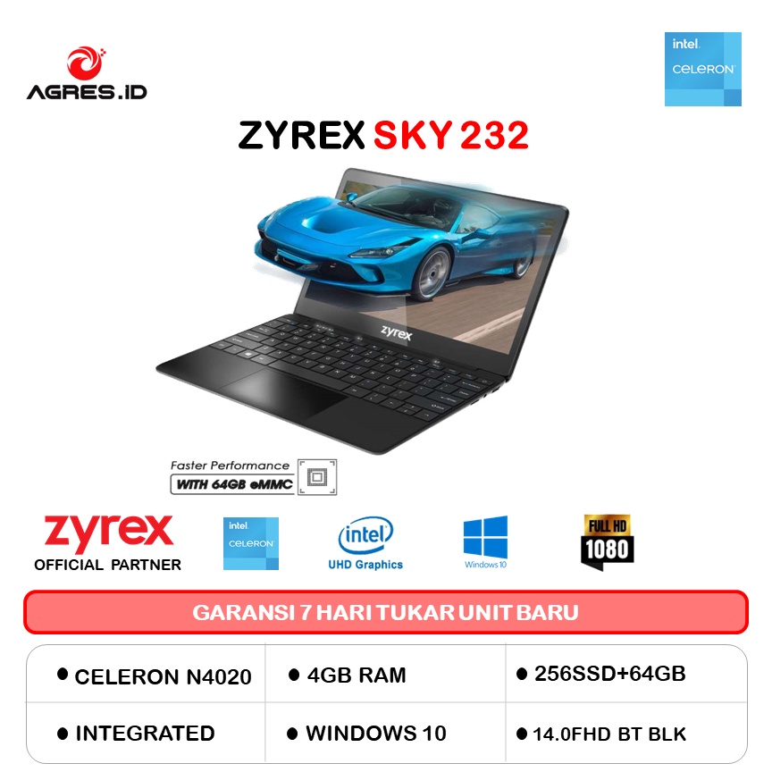 Jual ZYREX SKY 232 NEW GEN N4020 4GB 256GB+64GB W10+OHS 14.0FHD BT 2Y ...