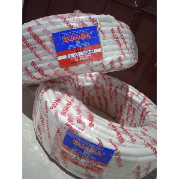 Jual Kabel listrik engkel/kawat NYM 2x2,5mm² 50m merk BUANA | Shopee ...