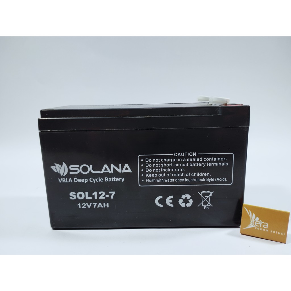 Jual baterai aki kering ups vrla MF solana 12v 12 v 7ah 7 ah | Shopee Indonesia