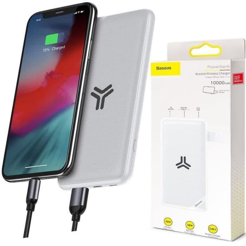 Jual Baseus S10 10000mAh 18W Power Bank 10W Bracket Wireless Charger ...
