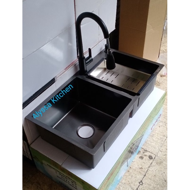 Jual Paket komplit kitchen sink INOBE 8245 BLACK "ORIGINAL" / Paket ...