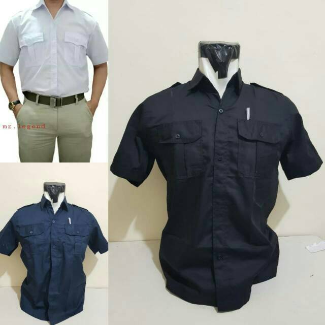 Jual KEMEJA PDL PDH POLOS LENGAN PENDEK / BIRU - PUTUH -HITAM | Shopee ...