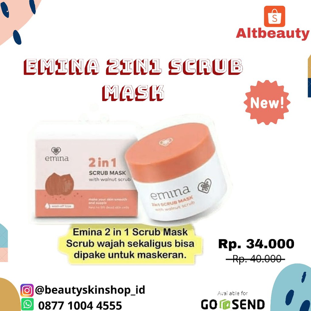 Jual Emina 2in1 Scrub Mask with Walnut Scrub | Shopee Indonesia