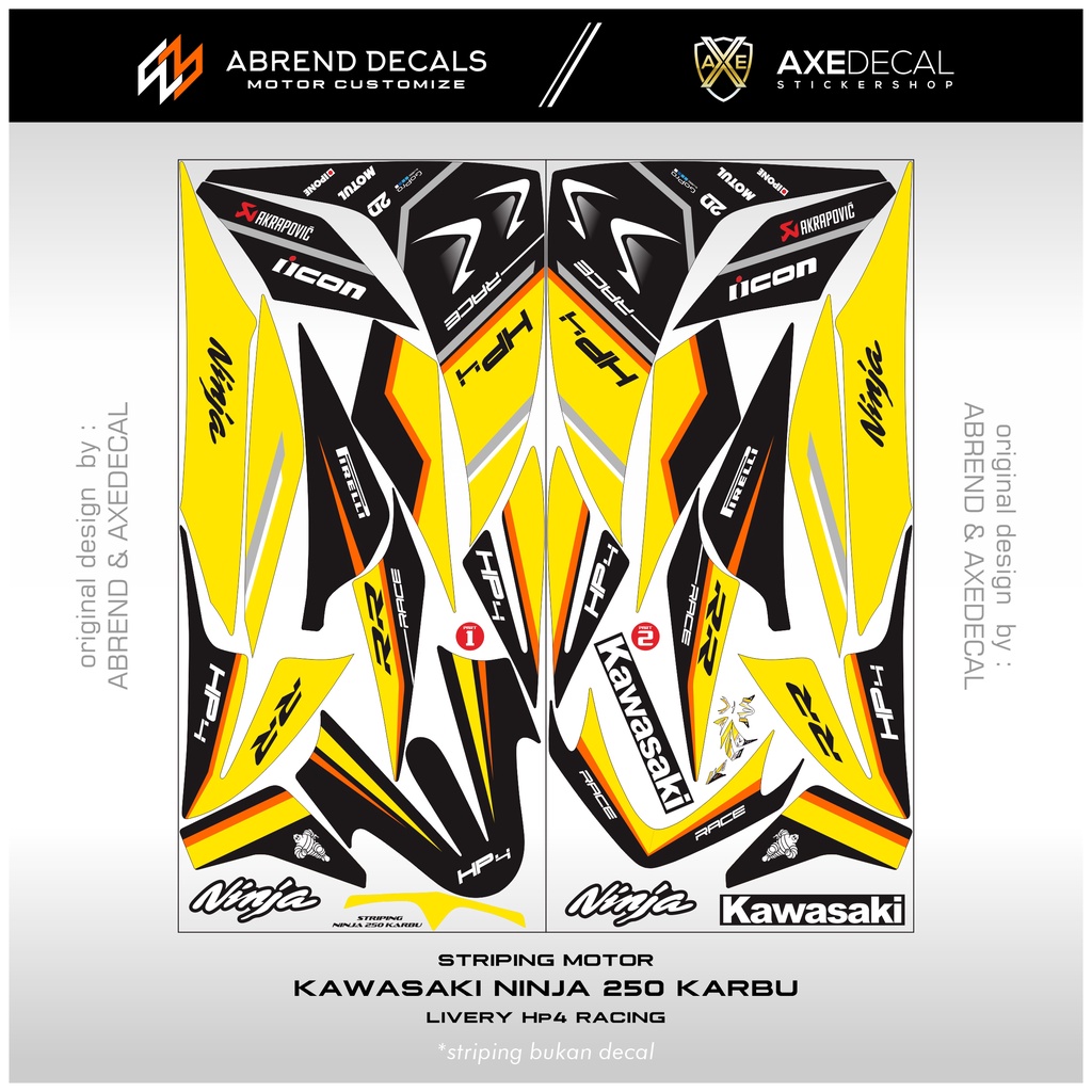 Jual Striping Ninja 250 Karbu Livery HP4 Racing / Stiker Motor Kawasaki ...