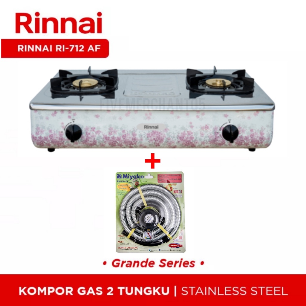 Jual Kompor Gas Rinnai RI 712 AF Motif Sakura Kompor Stainless Rinnai ...