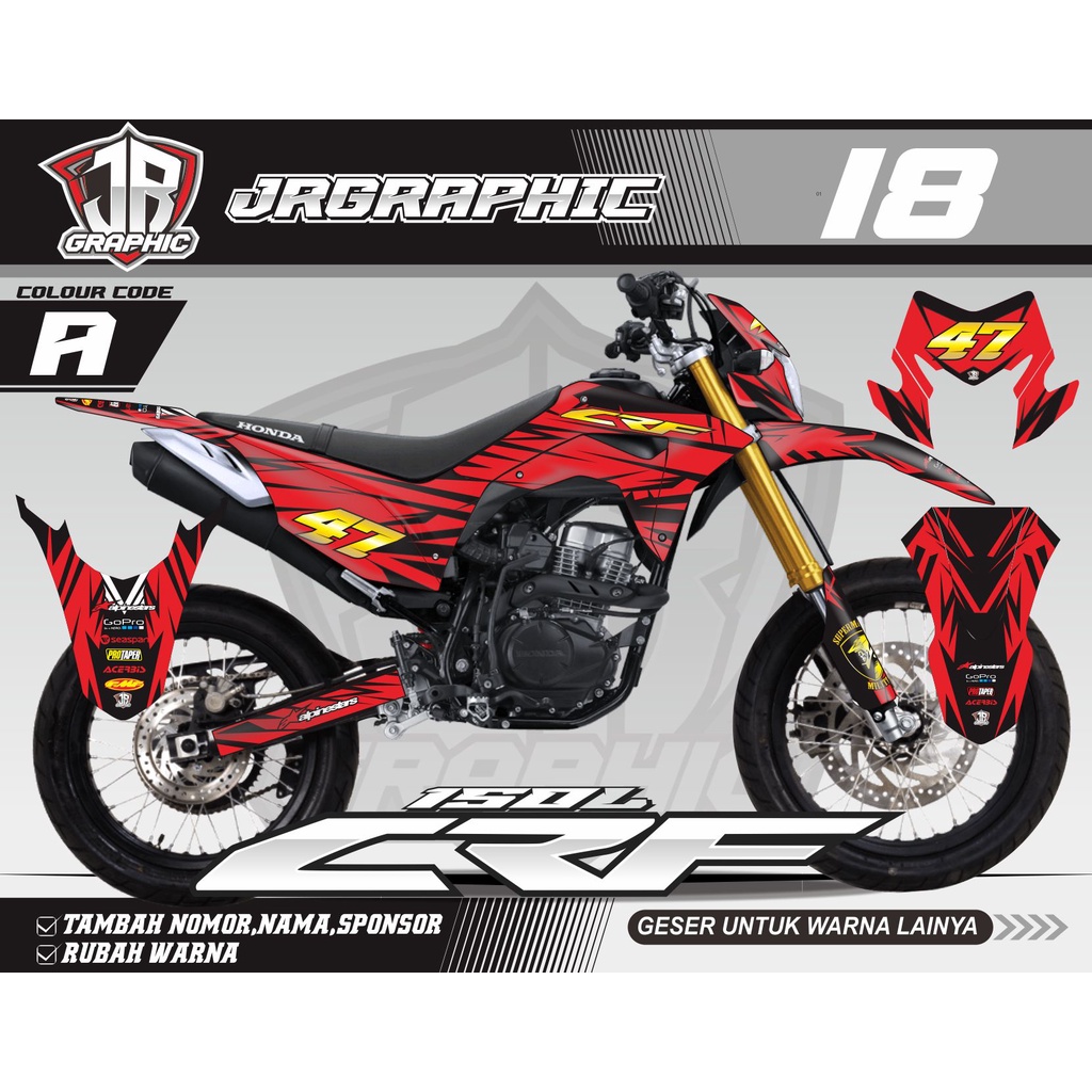 Jual DECAL CRF 150L SUPERMOTO KEREN-DECAL CRF MERAH HITAM SUPERMOTO ...