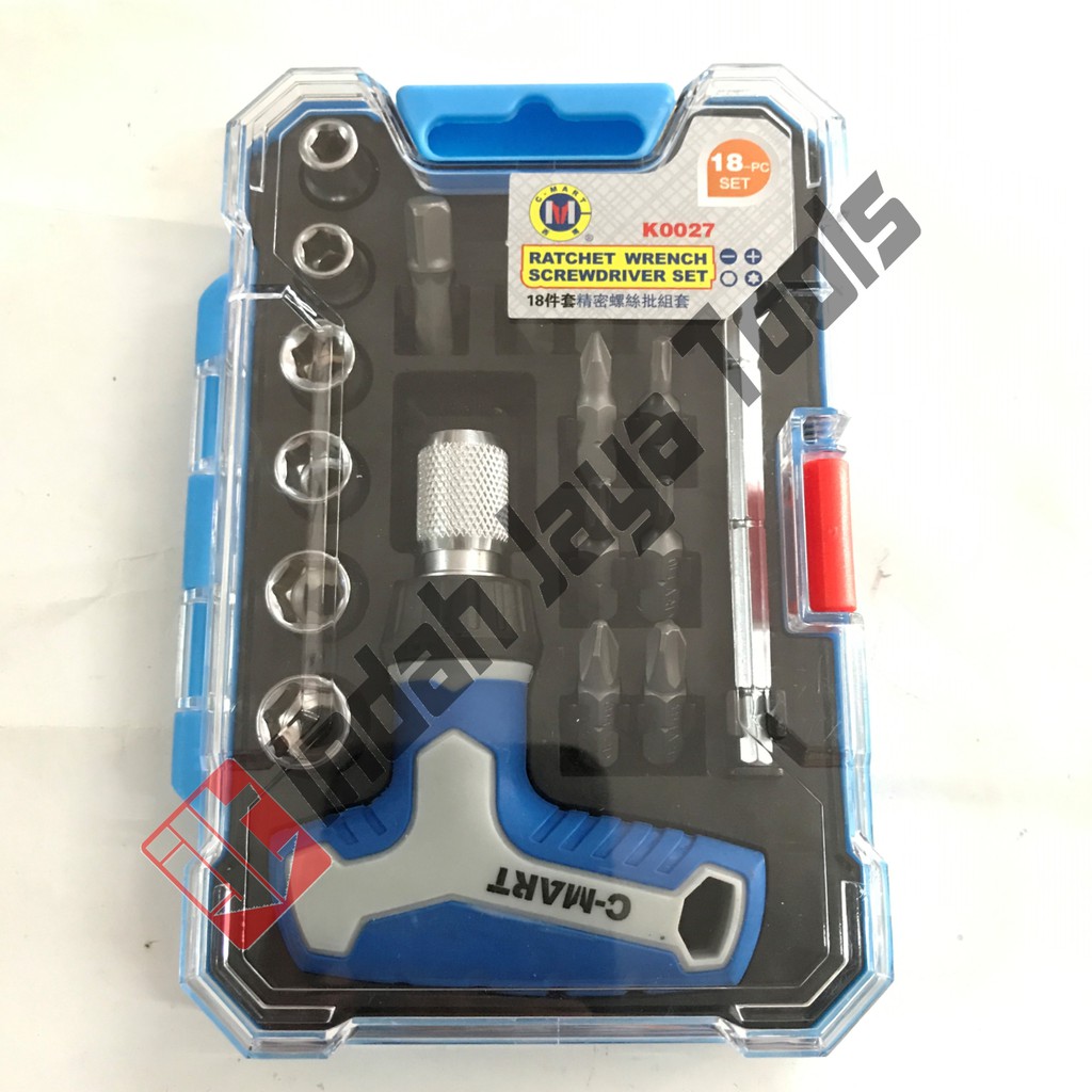 Jual Obeng Kunci Sok T Ratchet Rachet Kombinasi Set 18 Pcs C-Mart ...