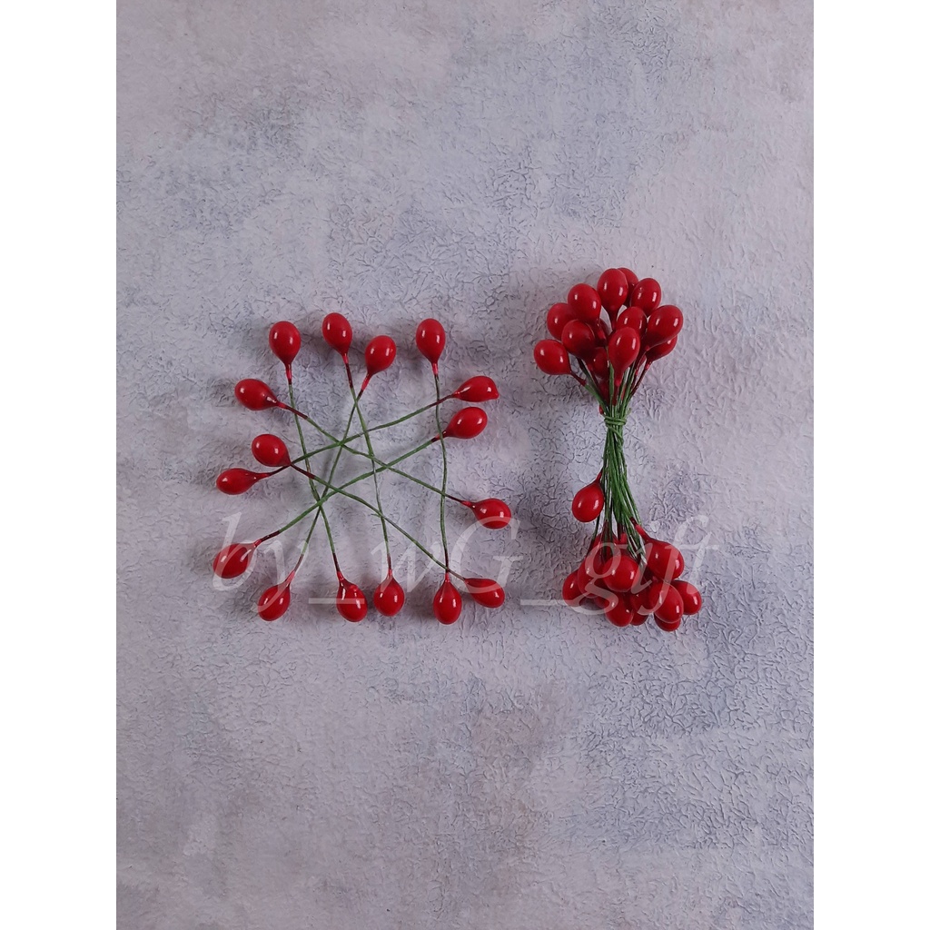 Jual Hiasan Natal: Putik Bunga Merah - Kecil ; 1 pack: 12 pcs | Shopee ...