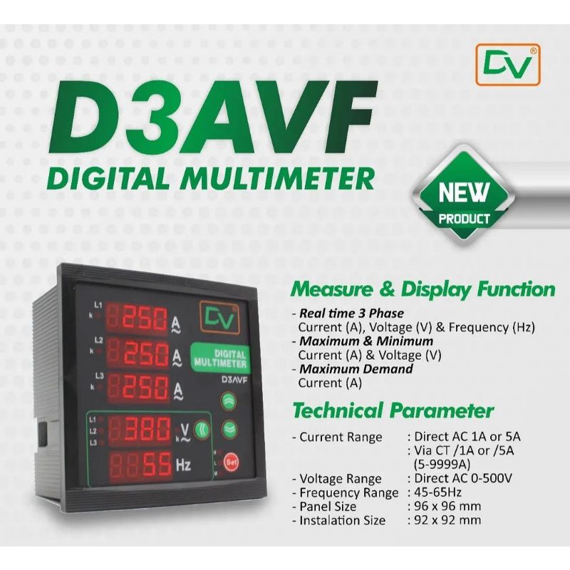Jual Power Meter 3 phase Digital /Panel Meter/ Digital Multimeter 3 Phase. (D3AVF) | Shopee ...