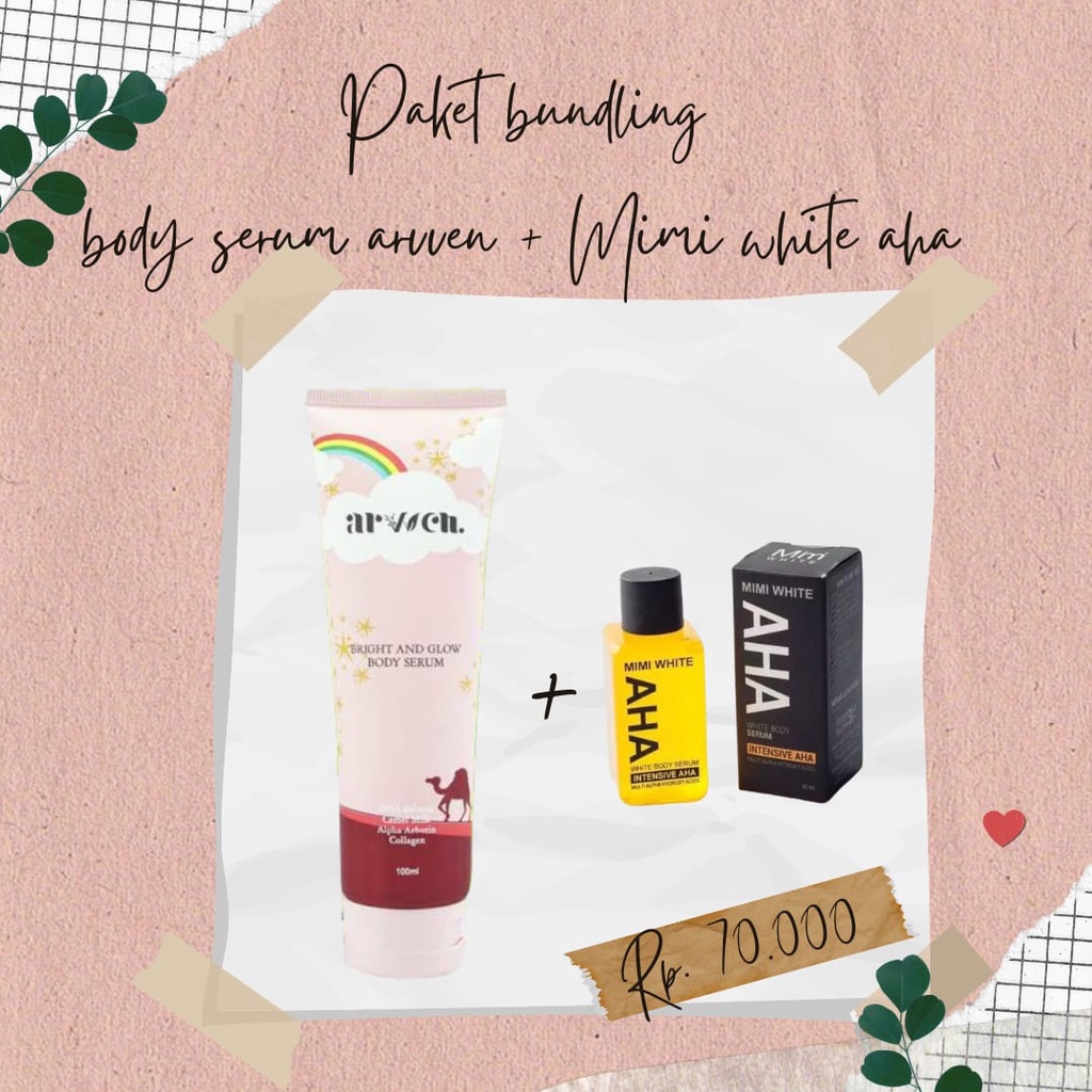 Jual PAKET BUNDLING BODY SERUM ARVVEN PLUS MIMI WHITE AHA/ body serum ...