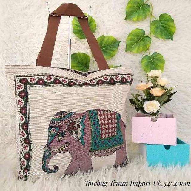 Jual TOTE BAG TENUN THAILAND IMPORT JUMBO - TAS KANVAS ETNIK TENUN ...