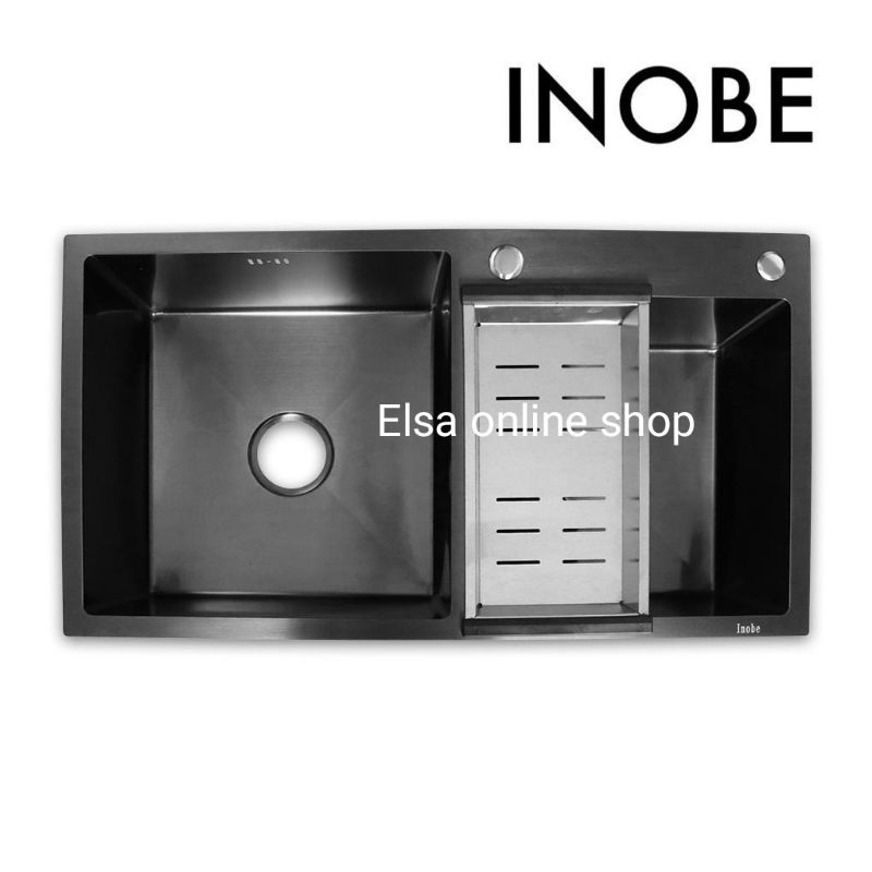 Jual Kitchen sink INOBE 8245 black bak cuci piring 2 lobang stainless ...