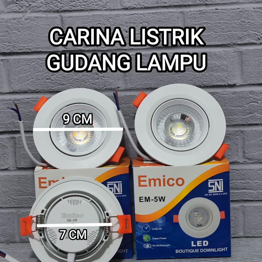 Jual EMICO DOWNLIGHT LAMPU LED SPOTLIGHT 5W 5 WATT EM-5W PUTIH / KUNING CAHAYA PUTIH COOL ...