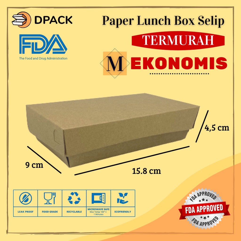 Jual MIN.50pcs | Kotak Makan Kertas Selip Polos | Lunch Box | Kemasan ...