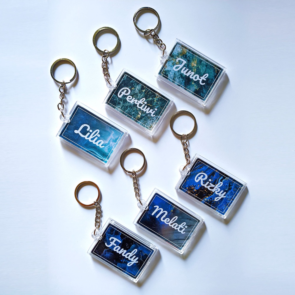 Jual Gantungan Kunci Nama Custom 2 Sisi Insert Foto Design Marmer ...
