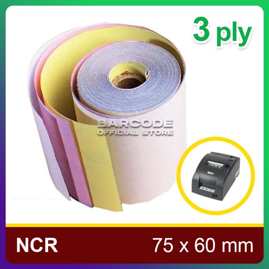 Jual Kertas Struk Kasir NCR 60 X 75 mm 3PLY Rangkap 3 PLY Printer Dot ...