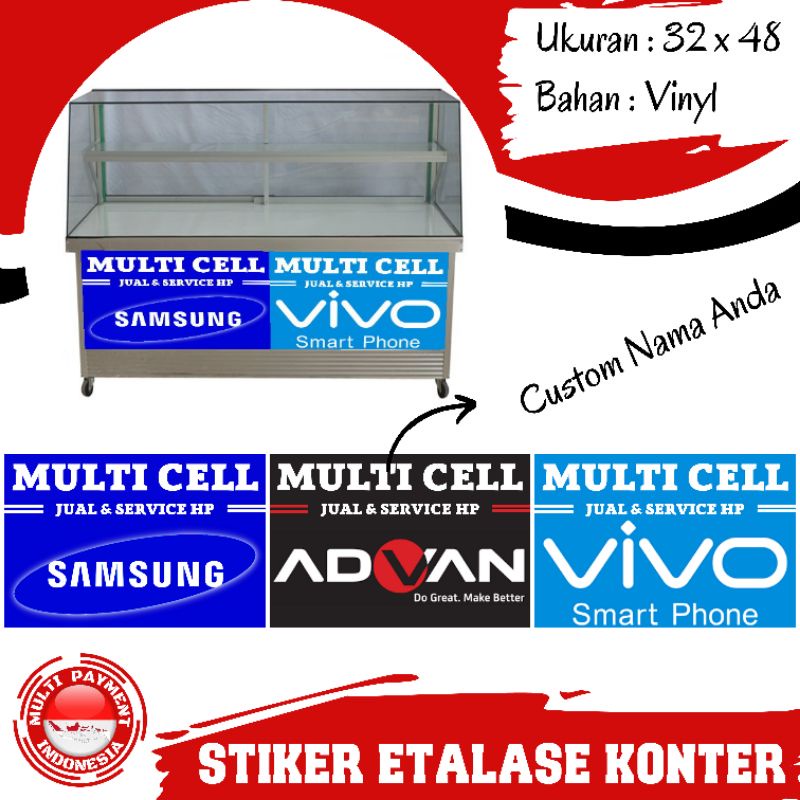 Jual STIKER VINYL ETALASE KONTER LOGO MERK HP ( BISA CUSTOM NAMA ...