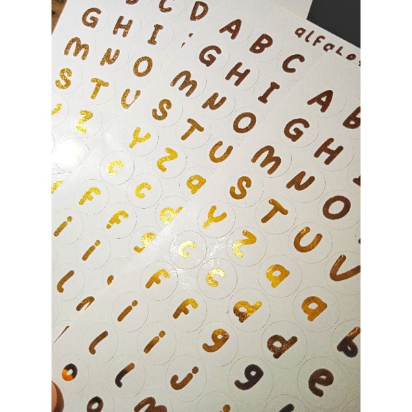 Jual stiker huruf alfabet foil emas gold jurnal stasionery alat tulis ...