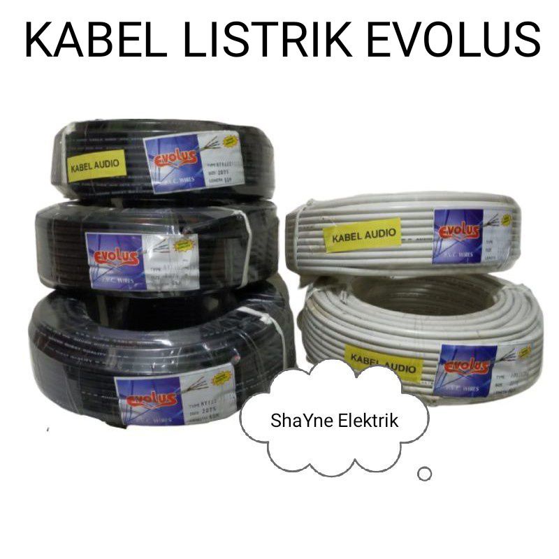 Jual KABEL Listrik isi 2 SERABUT 2X0.75 EVOLUS 50 Meter Hitam / Putih | Shopee Indonesia