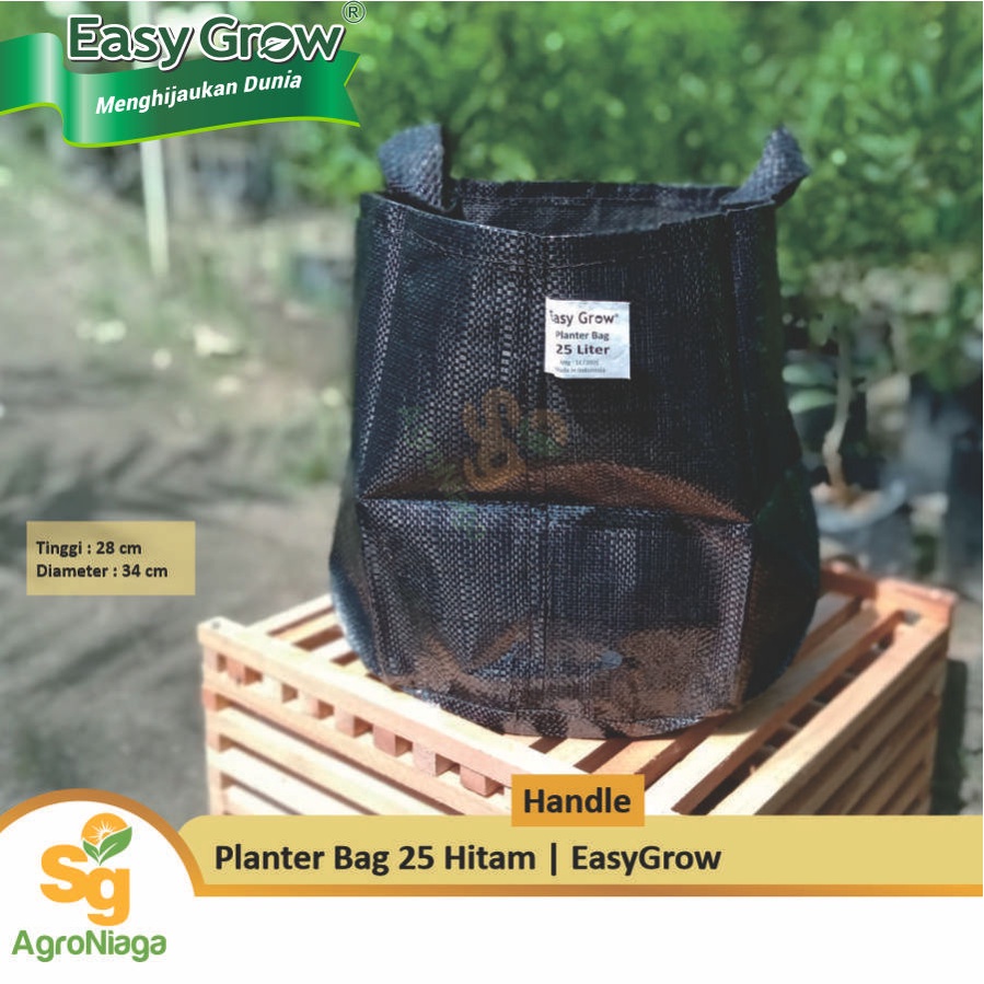 Jual Planter Bag 25 Liter Handle Hitam Easy Grow | Shopee Indonesia