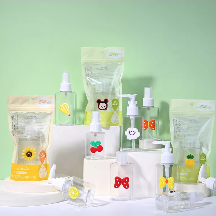 Jual Botol Kosong Cute Bentuk Kotak | Traveling Cartoon Bottle | Botol ...