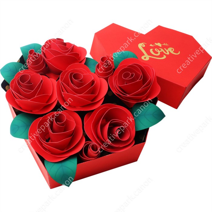 Jual Kerajianan Papercraft DIY Kotak Hati Buket Mawar | Shopee Indonesia