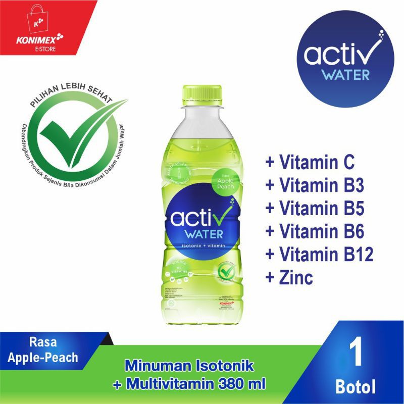 Jual Activ Water Apple-Peach Minuman Isotonik+Multivitamin botol 380 ml ...