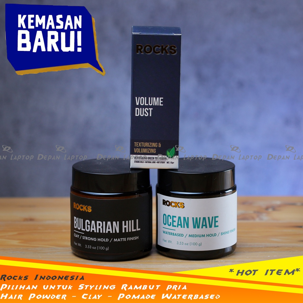Jual Rocks Indonesia Pomade Clay Hair Powder Sisir BPOM Styling Rambut ...