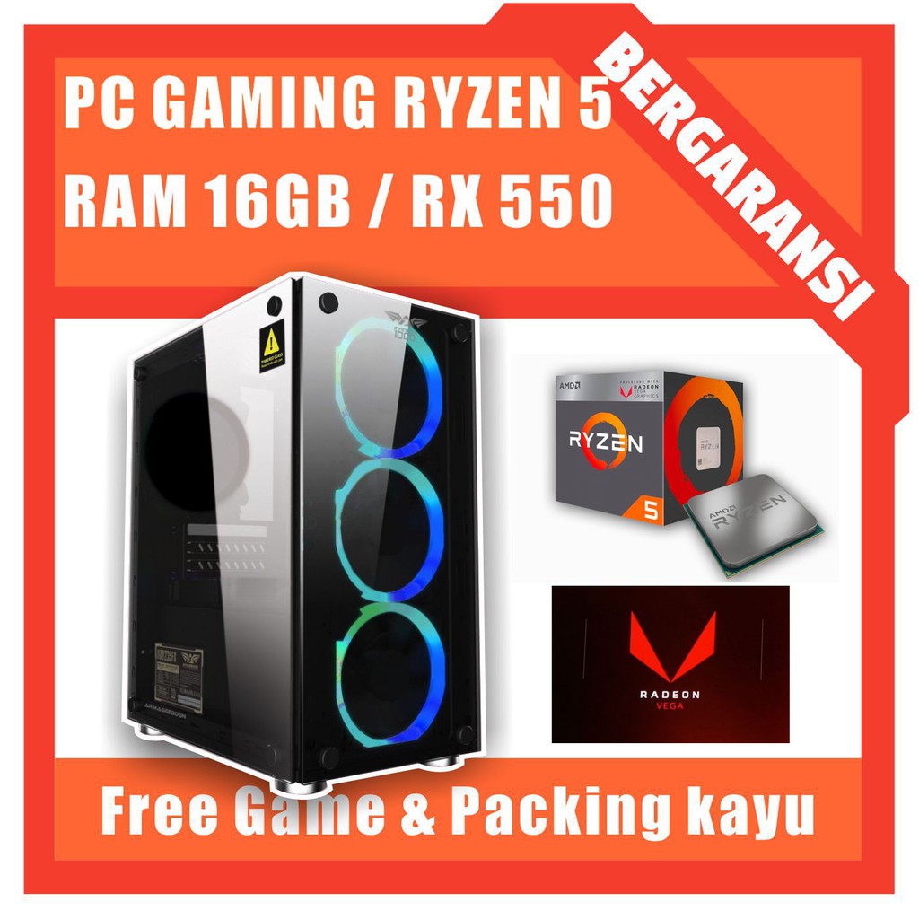 Jual PC Gaming AMD Ryzen 5 - RAM 16gb - VGA RX 550 4GB - SSD 120GB ...