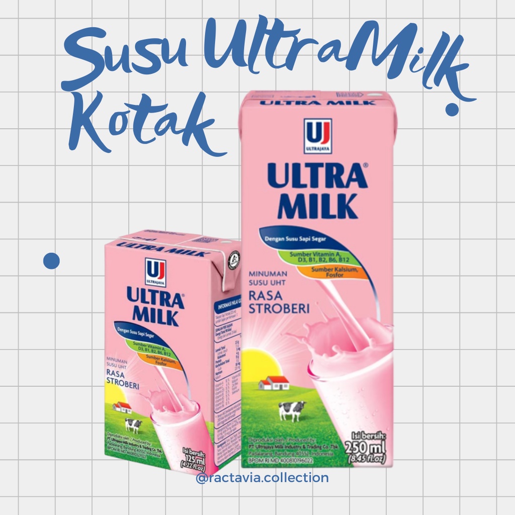 Jual SUSU ULTRA MILK STRAWBERRY KOTAK 125 ML DAN 250 ML | Shopee Indonesia