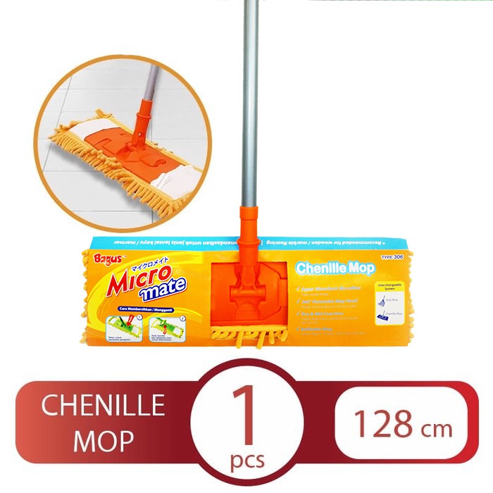Jual MyHomey Bagus Micromate Chenille Mop Set Pel Alat Pel Lantai 306 ...