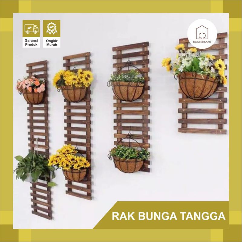 Jual rak bunga tempel tembok dari kayu model tangga.. | Shopee Indonesia