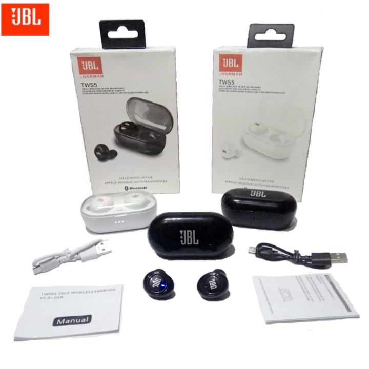 Jual HEADSET BLUETOOTH STEREO JBL TWS 5 V5.0 - EARPHONE BLUETOOTH ...