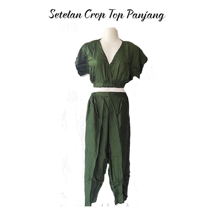 Jual Baju Setelan Crop Top Wanita Warna Hitam Bata Merah Tosca Murstard ...
