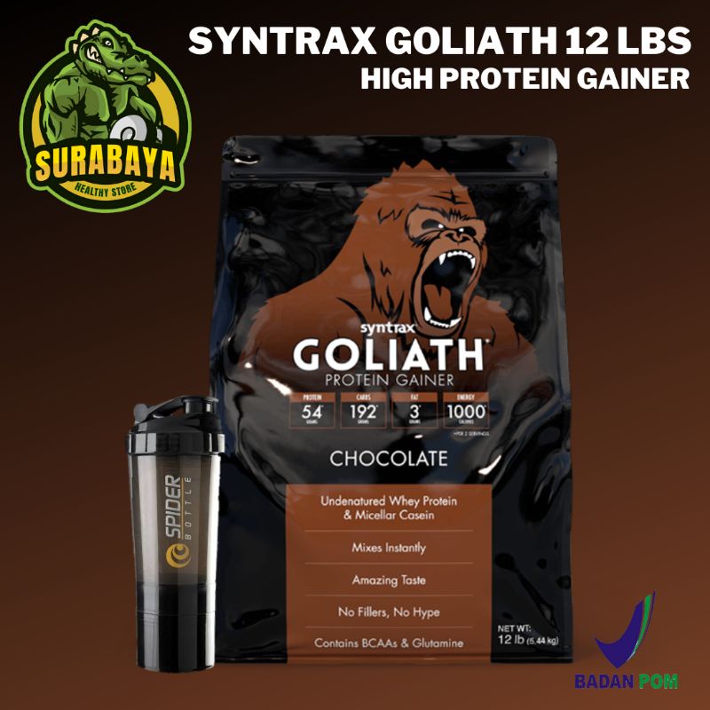 Jual SYNTRAX GOLIATH MASS PROTEIN GAINER 12 LBS BPOM SUSU FITNESS ...