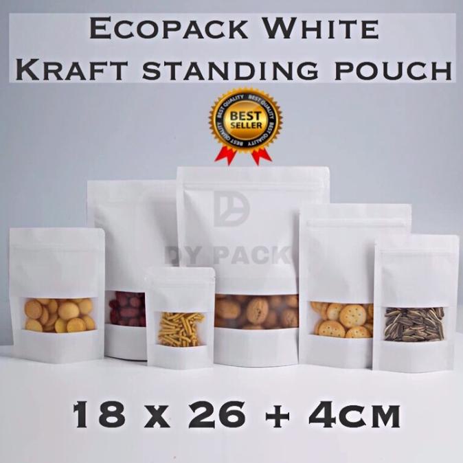 Jual White craft standing pouch kemasan ziplock kertas putih 1kg ...