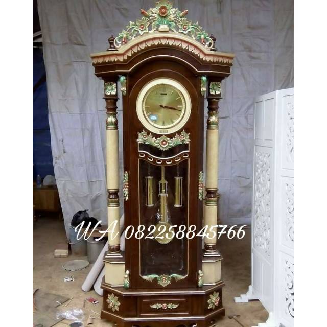 Jual Lemari Jam Hias Jati Ukir Motif Mawar, Almari Jam Ukir Khas Asli ...